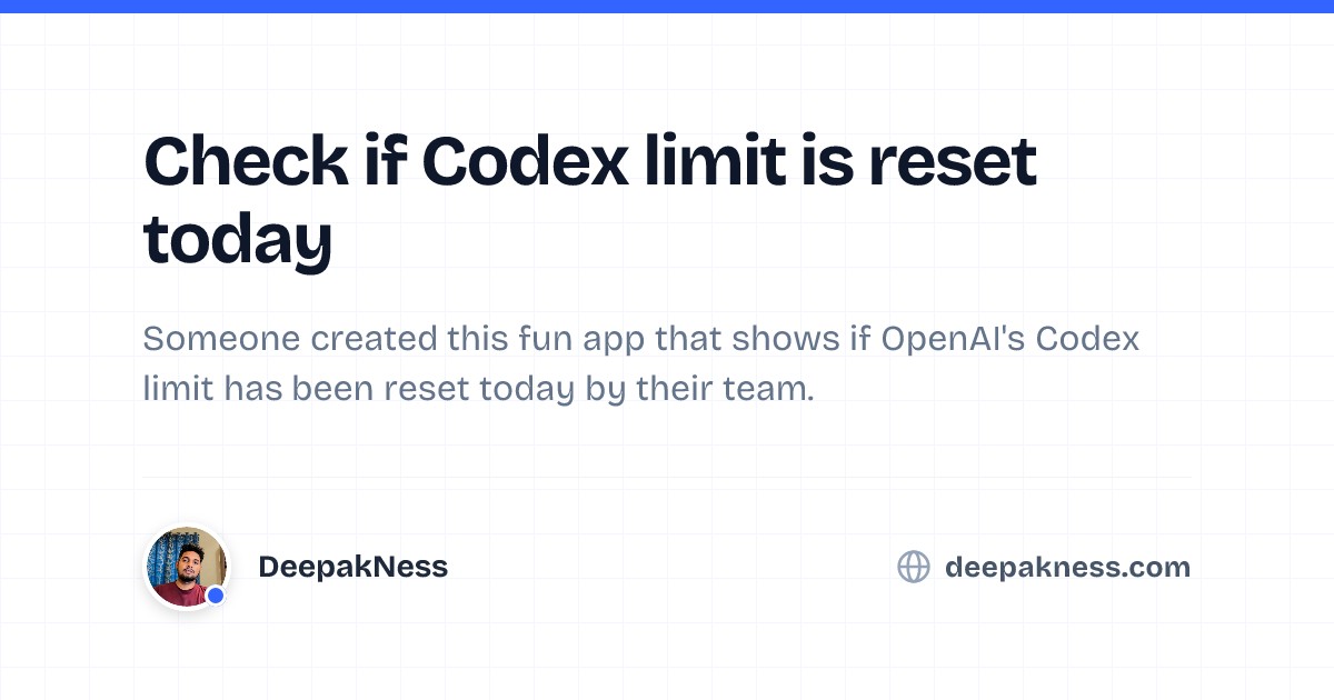 Check if Codex limit is reset today | DeepakNess