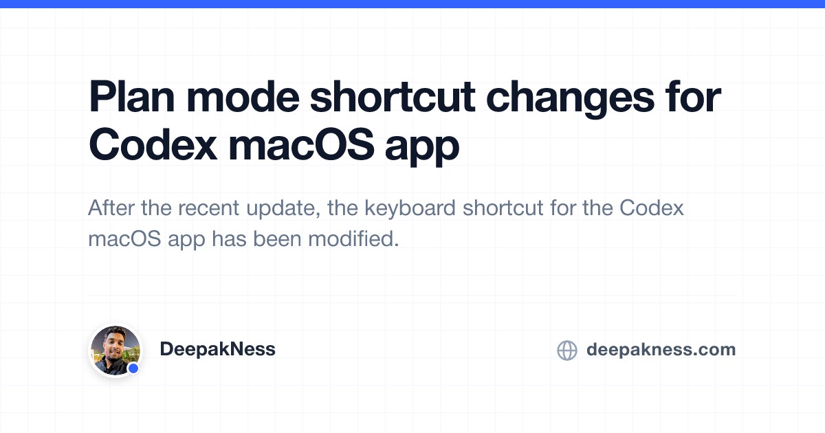 Plan mode shortcut changes for Codex macOS app | DeepakNess